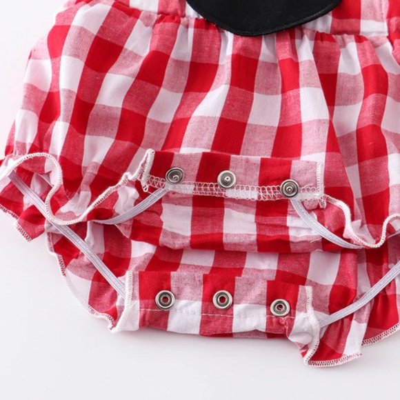 One Pieces | Boutique Minnie Mouse Baby Girls Red Plaid Romper Jumpsuit | Poshmark